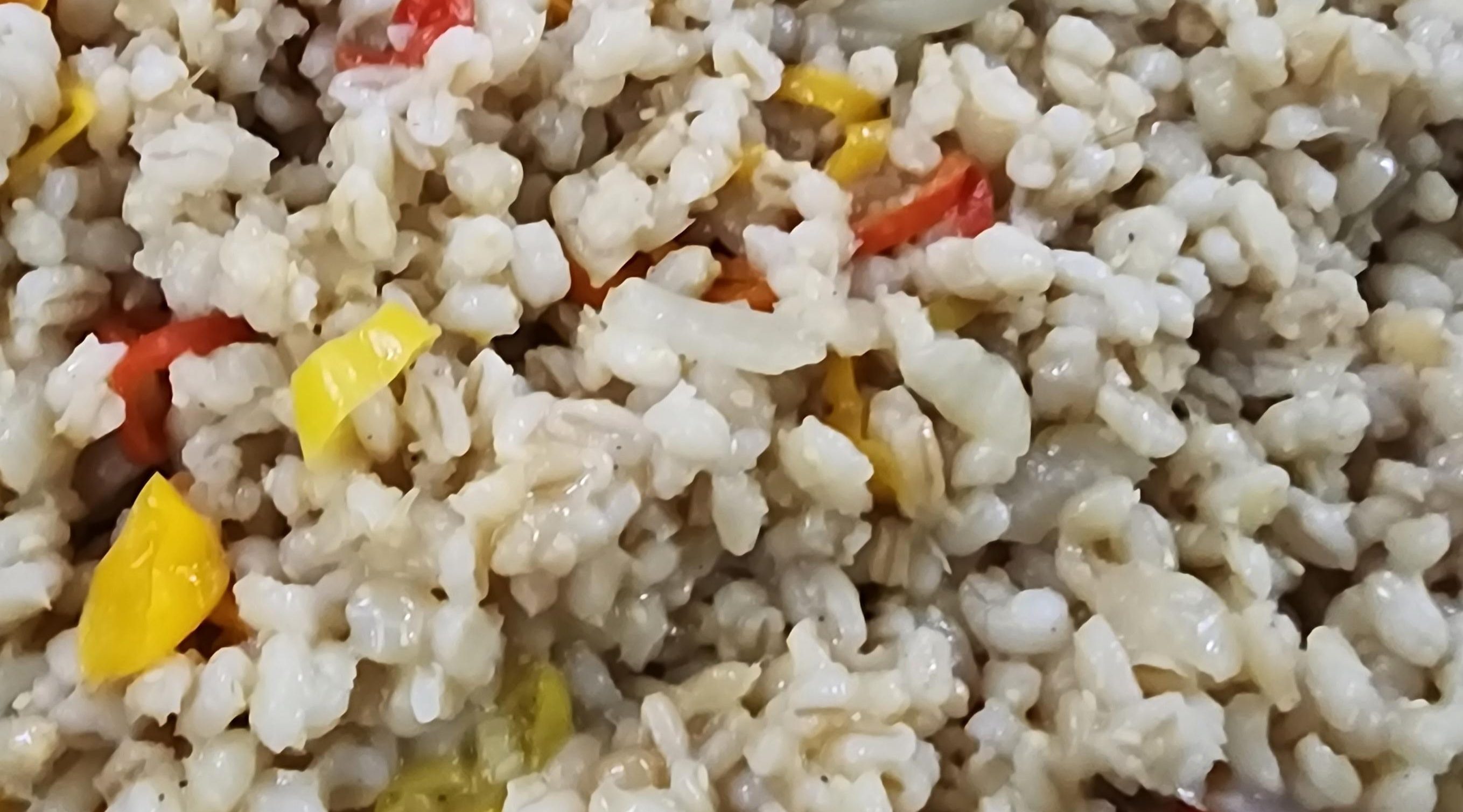 Cebada perla cocida o sofrita con cebolla y pimiento morrón – HolMedVita